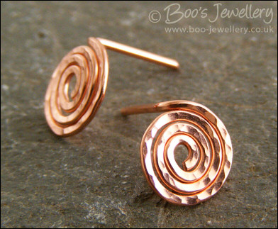 Copper spiral stud earrings - 2 versions to choose from - Hand Crafted ...