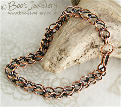 RESERVED: Antiqued copper loop in loop bracelet with hook clasp - Hand ...