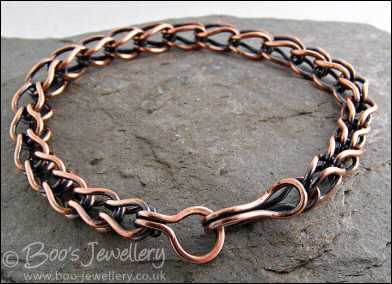 Antiqued copper loop in loop bracelet with hook clasp - Hand Crafted ...