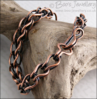 Antiqued copper loop in loop bracelet with hook clasp - Hand Crafted ...