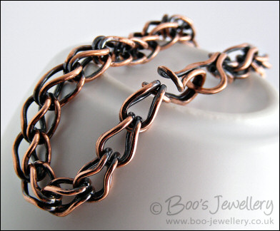 Antiqued copper loop in loop bracelet with hook clasp - Hand Crafted ...