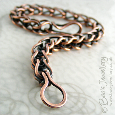 Antiqued copper loop in loop bracelet with hook clasp - Hand Crafted ...
