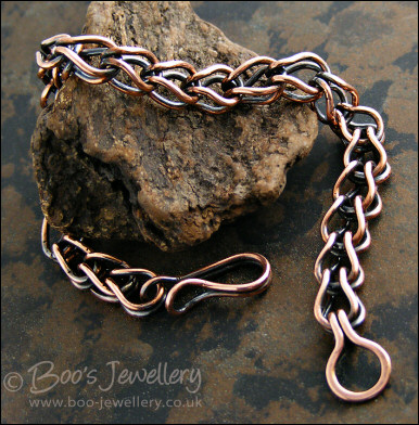 Antiqued copper loop in loop bracelet with hook clasp - Hand Crafted ...