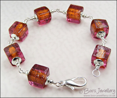 Chunky glass cube bracelet - available in 5 colours - made to order ...
