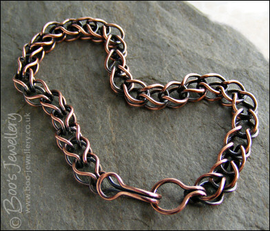 RESERVED: Antiqued copper loop in loop bracelet with hook clasp - Hand ...