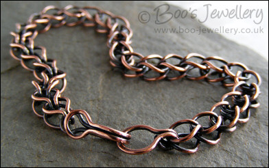RESERVED: Antiqued copper loop in loop bracelet with hook clasp - Hand ...