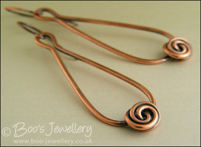 Long teardrop loop and rosebud knot earrings - Hand Crafted Jewellery ...