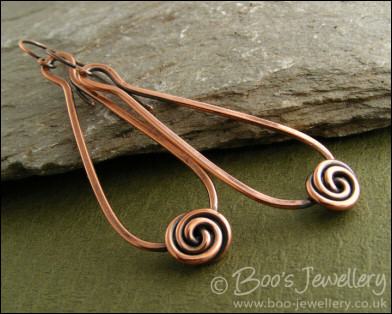 Long teardrop loop and rosebud knot earrings - Hand Crafted Jewellery ...