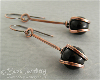 RESERVED - Antiqued copper loop capture earrings - Hand Crafted ...