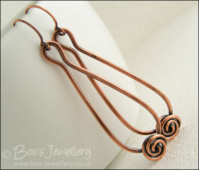 Long teardrop loop and rosebud knot earrings - Hand Crafted Jewellery ...