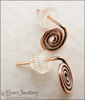 Copper spiral stud earrings - 2 versions to choose from - Hand Crafted ...