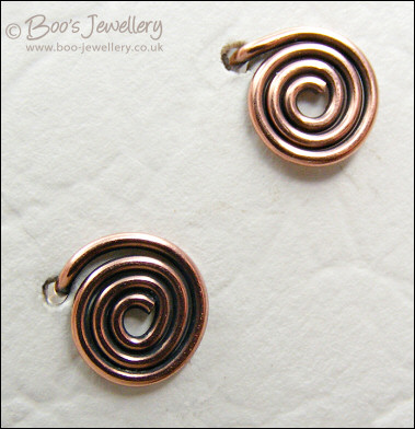 Copper spiral stud earrings - 2 versions to choose from - Hand Crafted ...