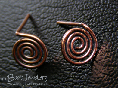 Copper spiral stud earrings - 2 versions to choose from - Hand Crafted ...